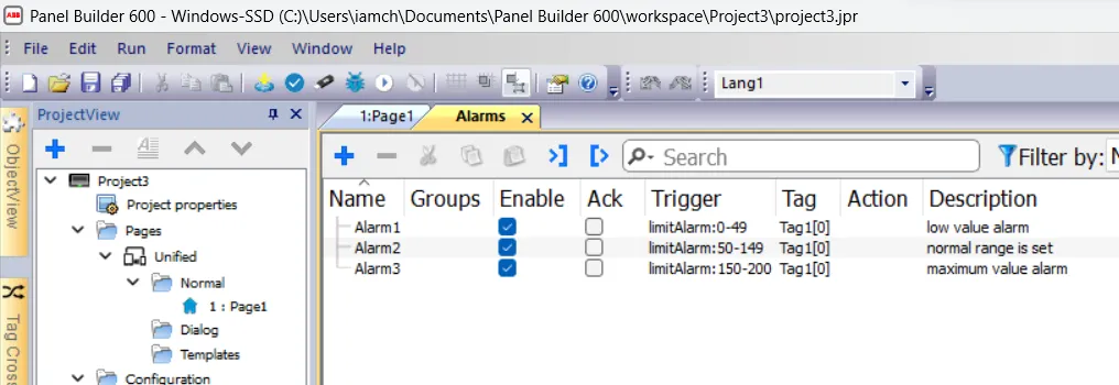 create a simple program in abb panel builder 600